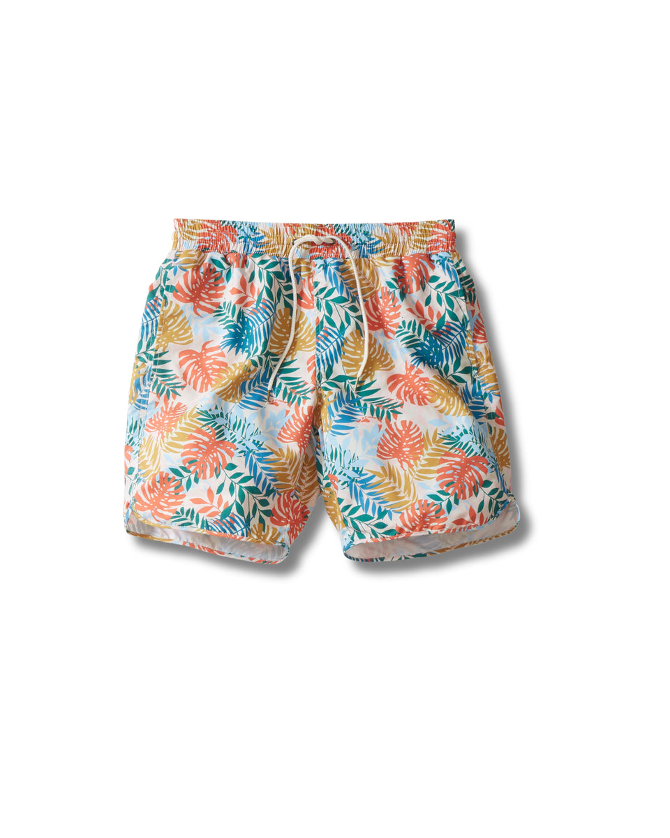 Tropical Leaf Eco Swim Trunk 8" - Multi Color – Grayers